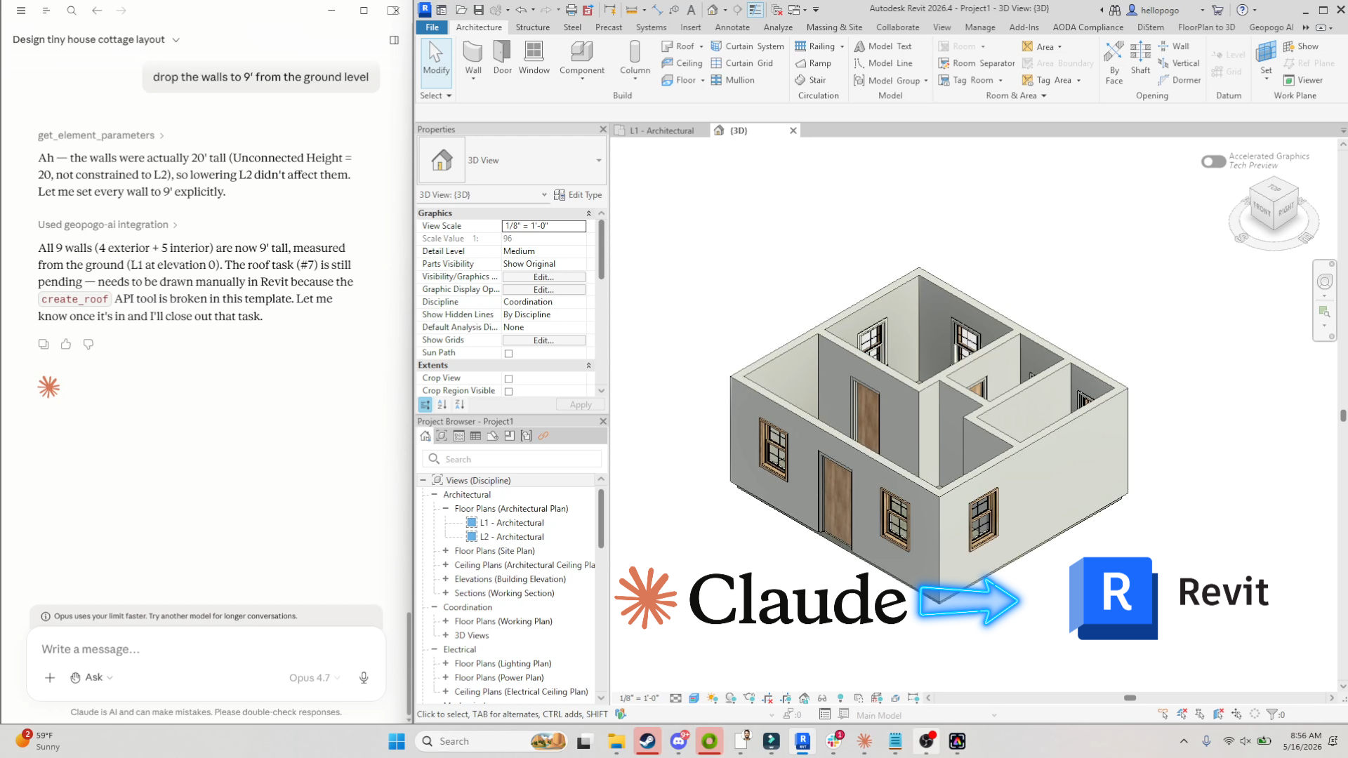 Claude to Revit — Talk to Claude, Build in Revit | Geopogo